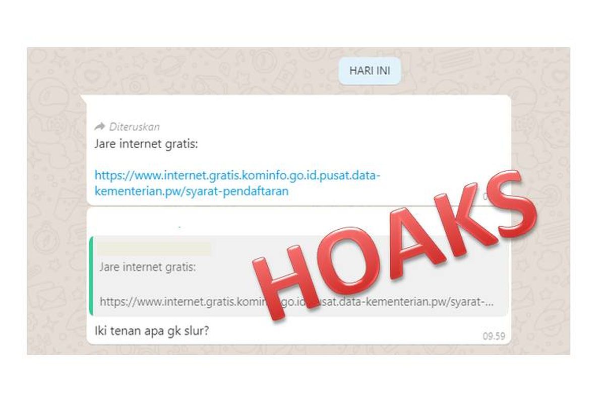 [HOAKS] Link Informasi Internet Gratis dari Kominfo
