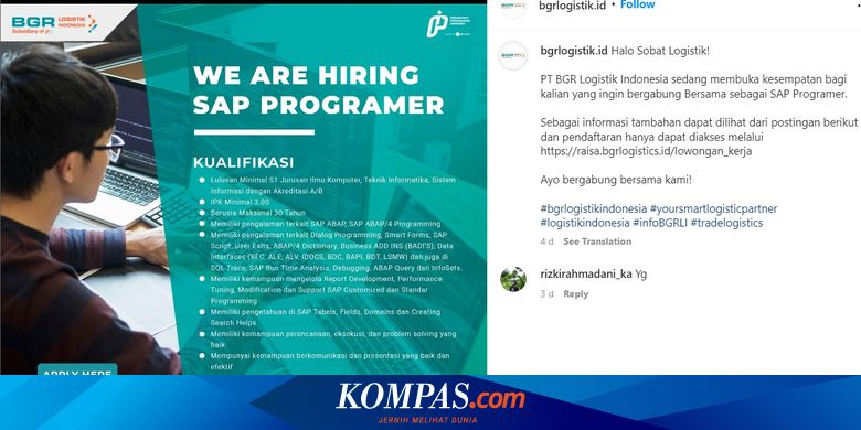 Lowongan Kerja BUMN BGR Logistic untuk Posisi SAP Programer, Ini Syarat ...