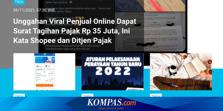POPULER TREN: Unggahan Viral Penjual Online Dapat Surat Tagihan Pajak Rp 35 Juta | ASN Dilarang ...