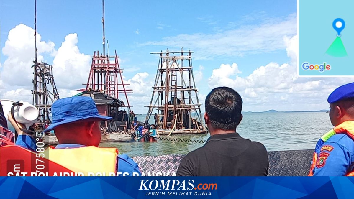 Belasan Ponton Tower Ilegal Keruk Timah di Laut Bangka Barat