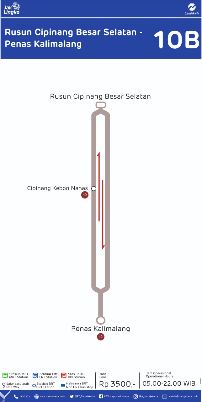 Rute Transjakarta 10B Rusun Cipinang Besar Selatan-Penas Kalimalang