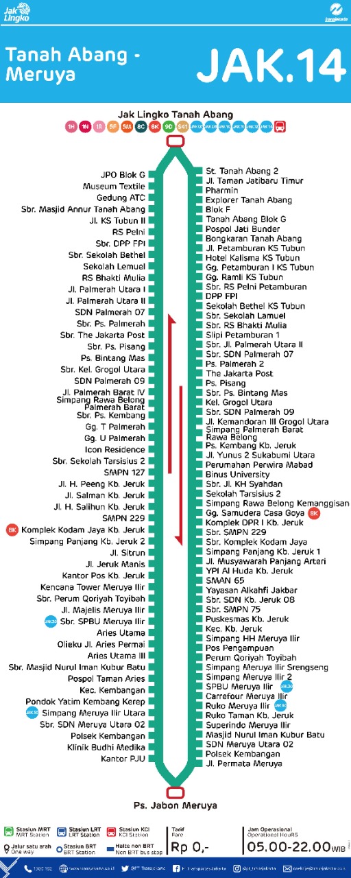 Rute Mikrotrans JAK14 Tanah Abang-Meruya