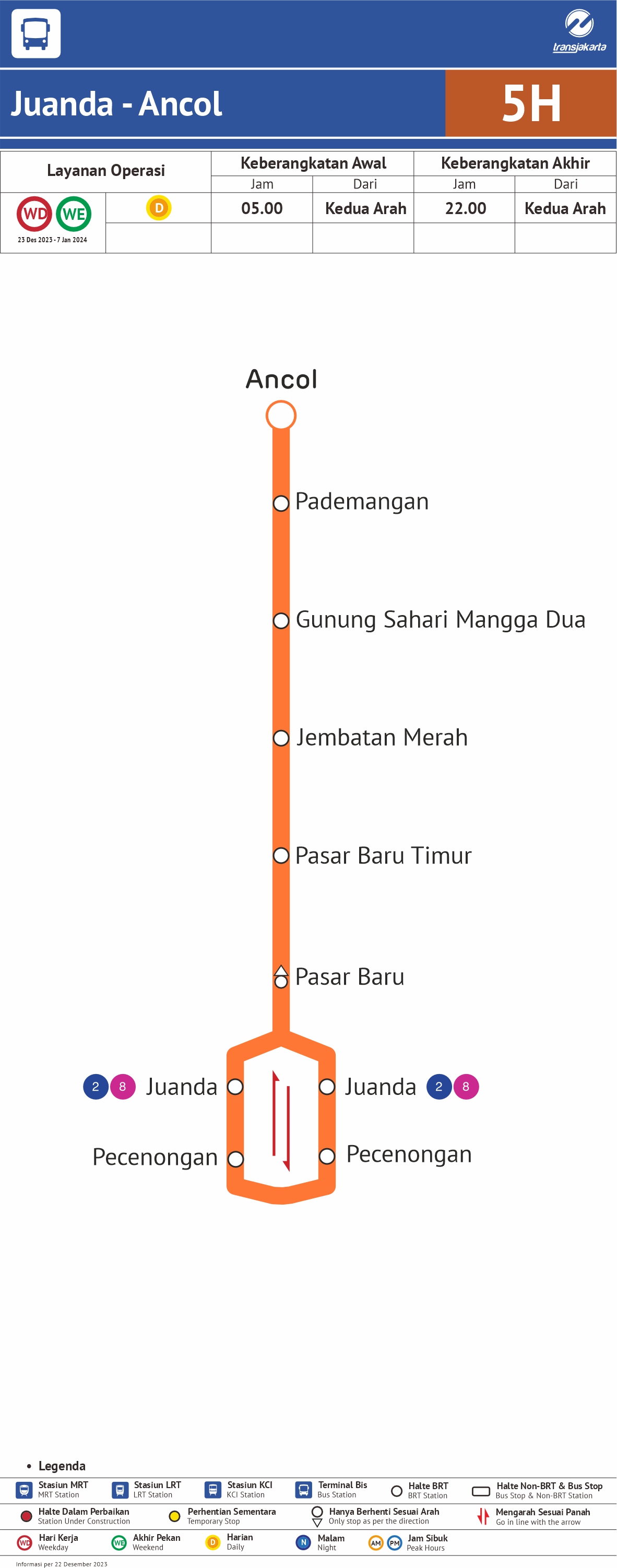 Rute Transjakarta Khusus Liburan Koridor 5H Juanda-Ancol