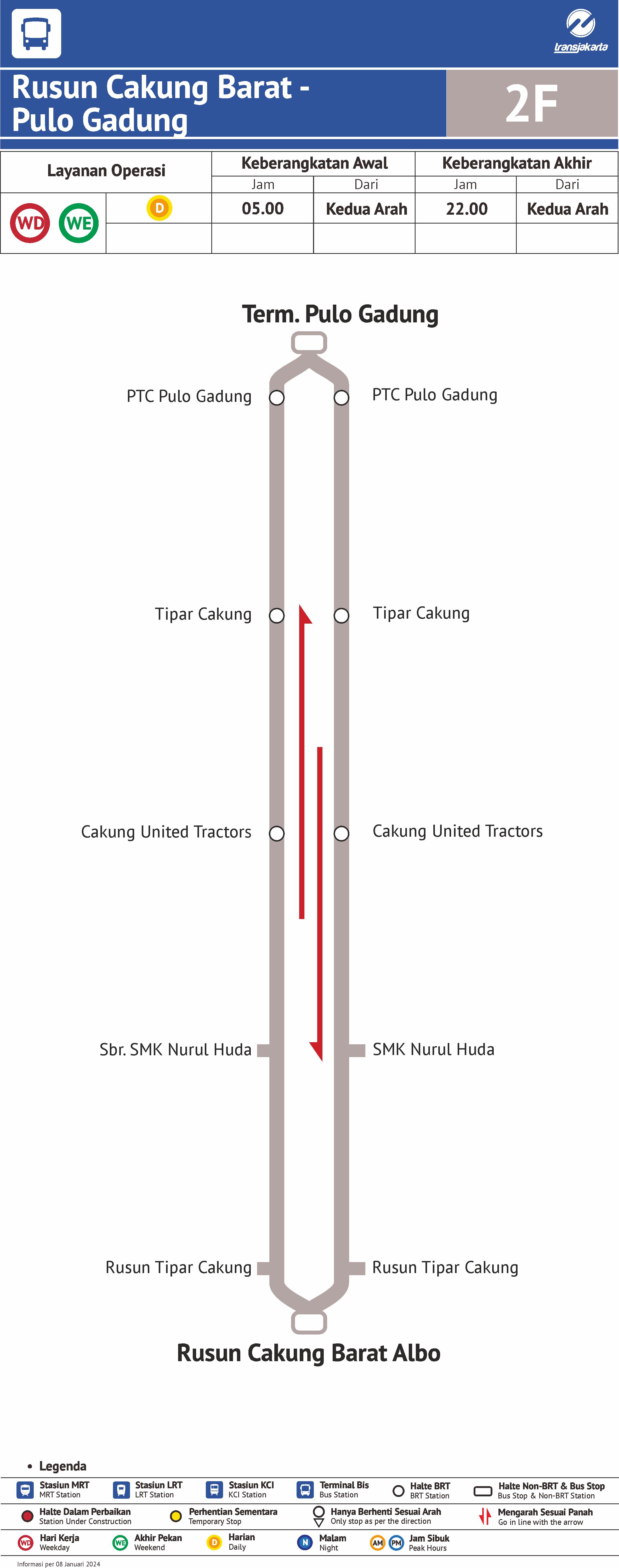 Rute Transjakarta 2F Rusun Cakung Barat-Pulogadung
