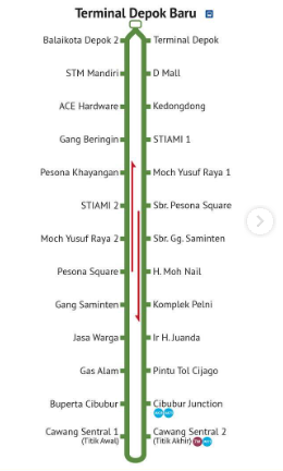 Rute Transjabodetabek D11 Depok-Cawang Sentral via Cibubur