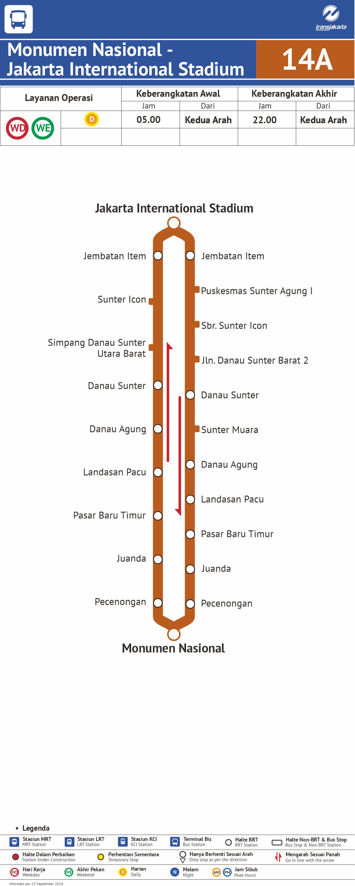 Rute Transjakarta 14A Monumen Nasional - JIS