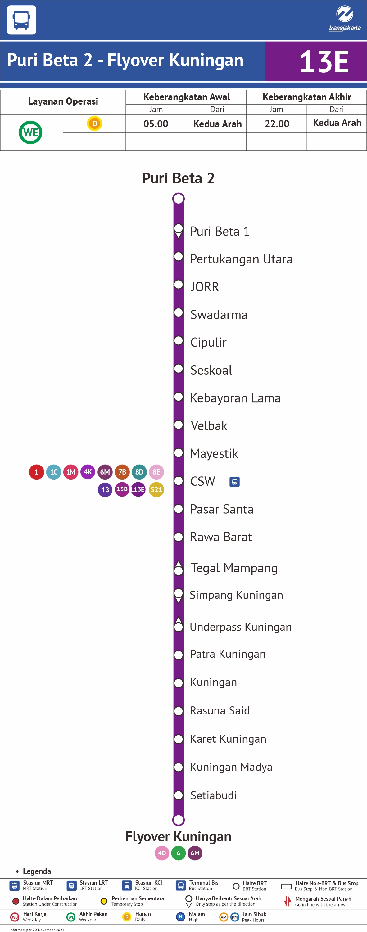 Jadwal Operasional Transjakarta 13E dan L 13E Ekspress
